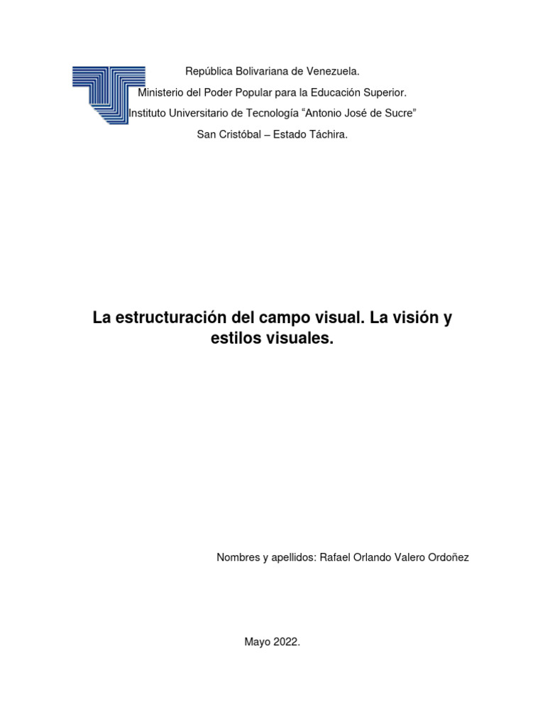 La Estructuración Del Campo Visual. La Visión y Estilos Visuales. | Descargar gratis PDF ...