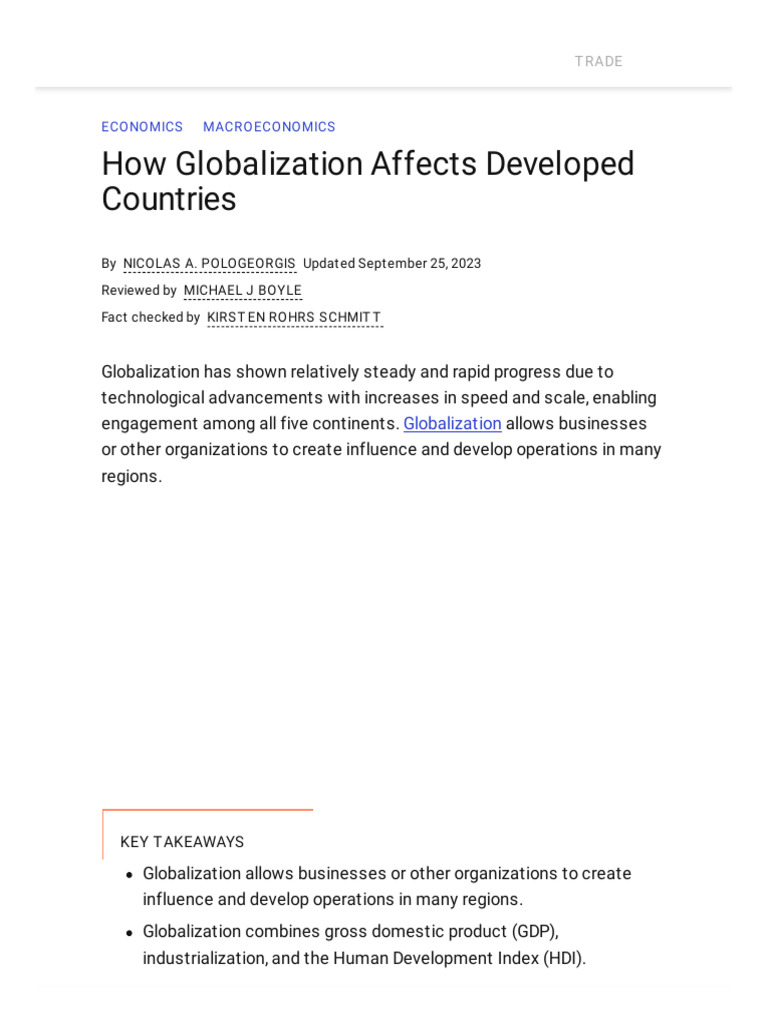 Impact of Globalization on Developed Nations | PDF | Globalization ...