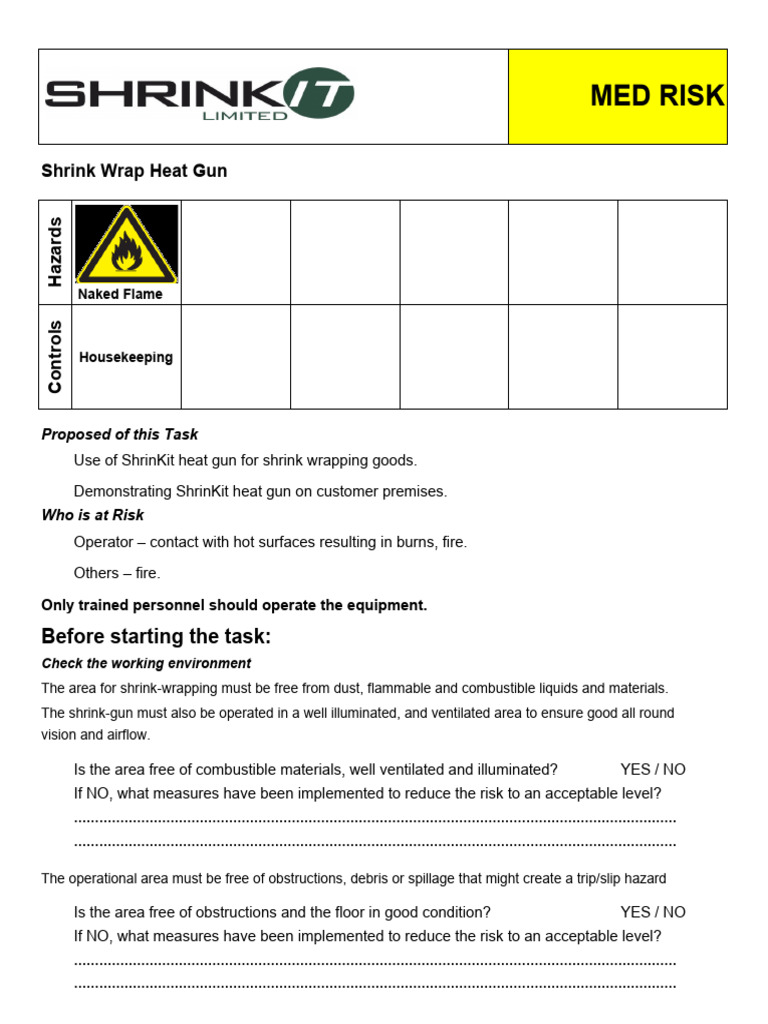 Risk Assessment Method Statement 003 | PDF | Safety | Occupational ...