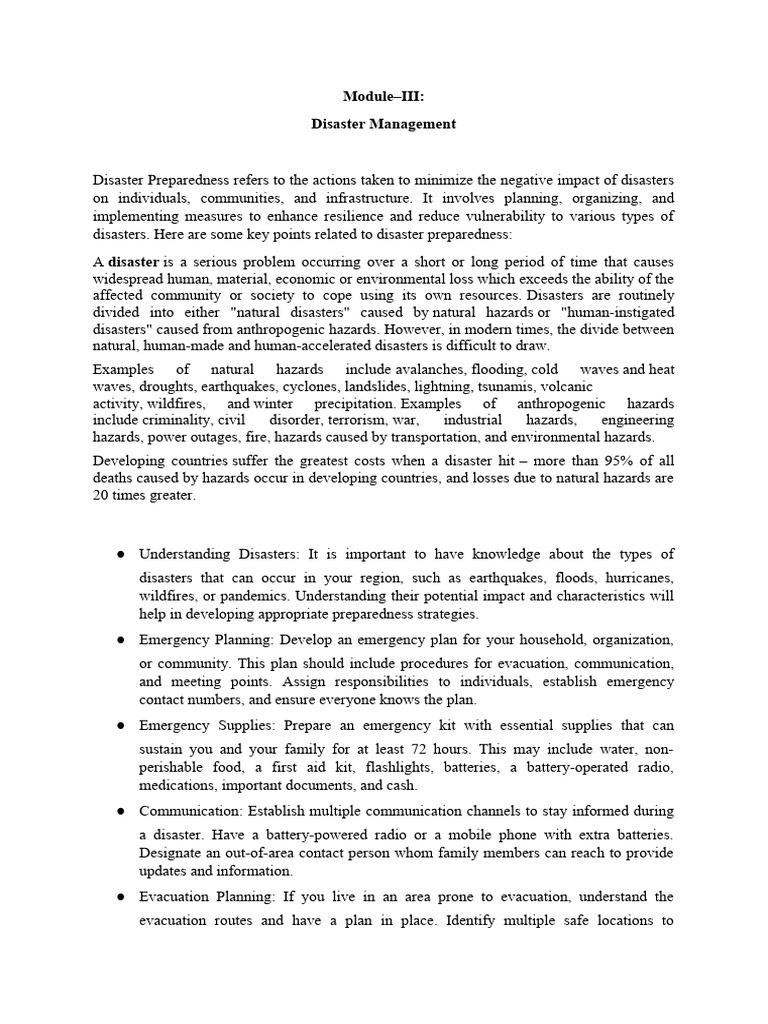 Module-3 Disaster Management | PDF | Natural Disasters | Emergency ...