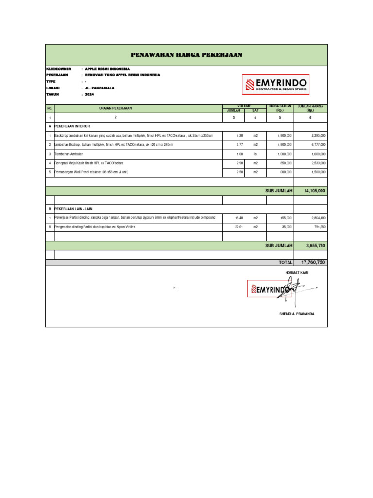 RAB PENAWARAN Appel Resmi Indonesia - reviSI | PDF