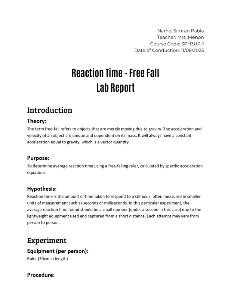 Physics Lab Report | PDF | Acceleration | Velocity