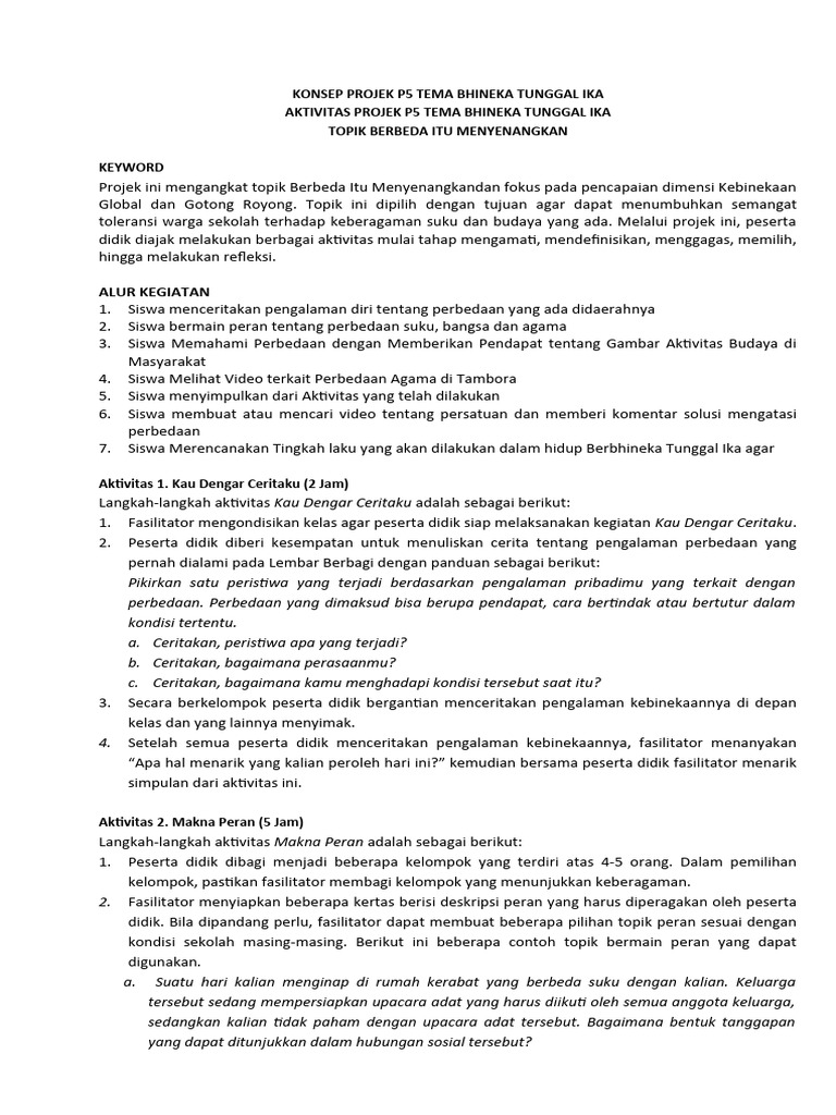 Proyek P5: Bhineka Tunggal Ika | PDF
