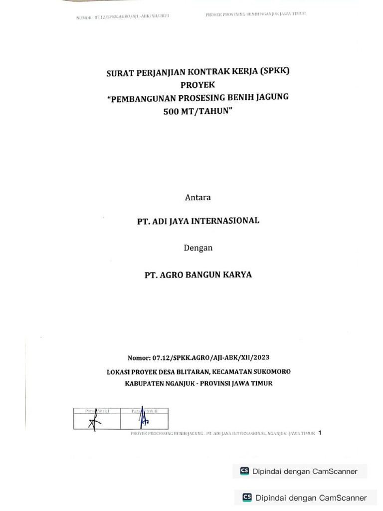 SPPK Proyek Pembangunan Processing Corn Seed PT. AJI | PDF