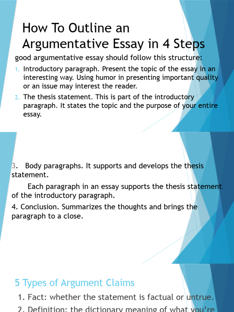 4-Step Guide to Argumentative Essay Outline | PDF | Essays | Argument