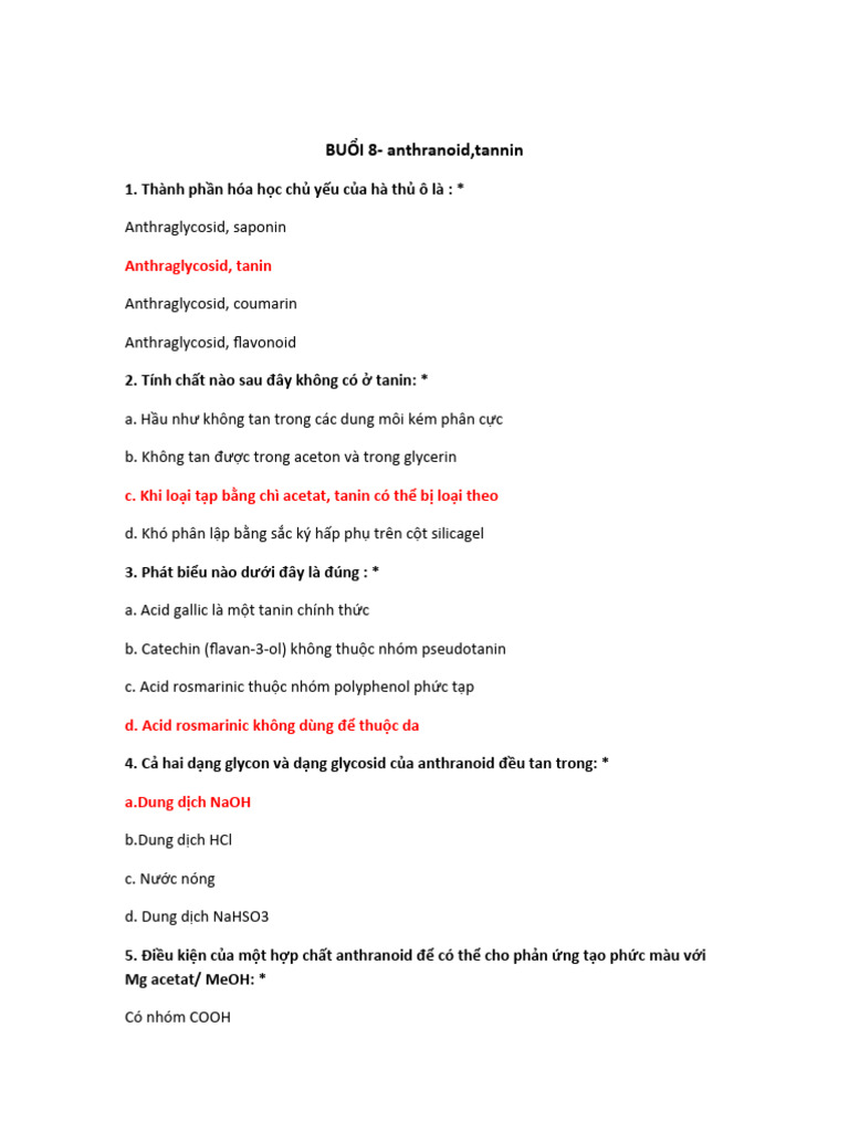 Anthraglycosid, Tanin: BU I 8-Anthranoid, Tannin | PDF