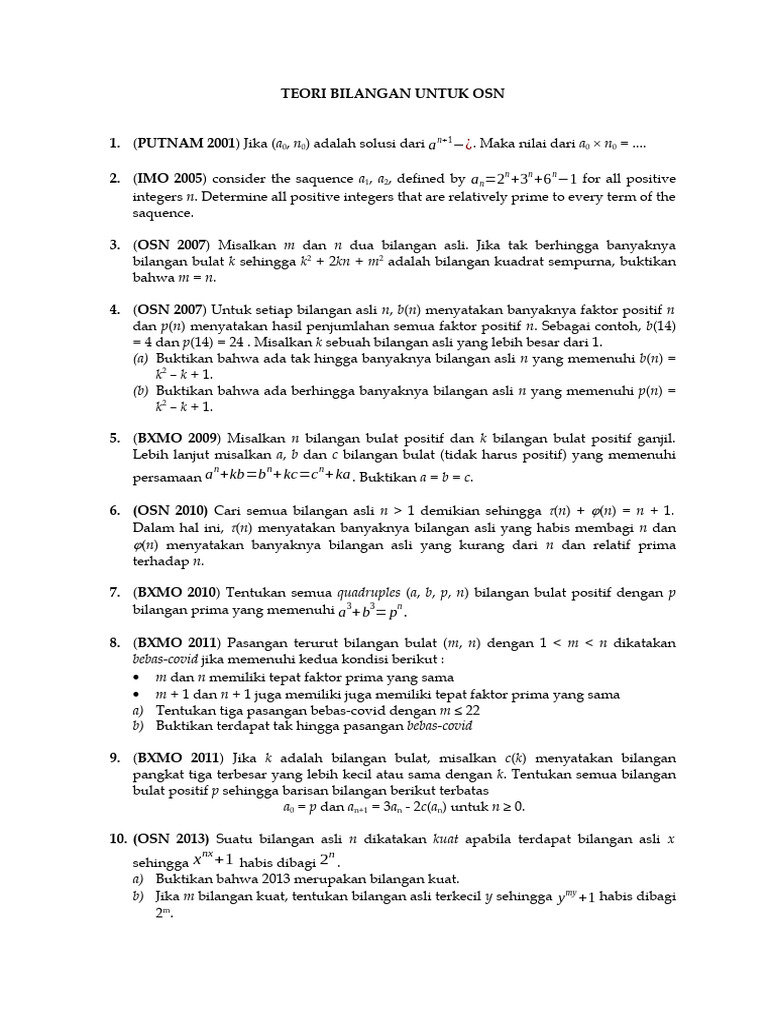 Teori Bilangan Untuk Osn | PDF