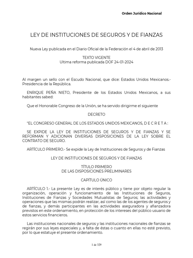 LISF | PDF | Seguro | Póliza de seguros