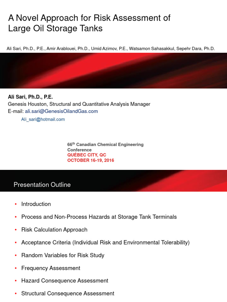 Risk Assessment for Oil Storage Tanks | PDF | Risk | Smoke