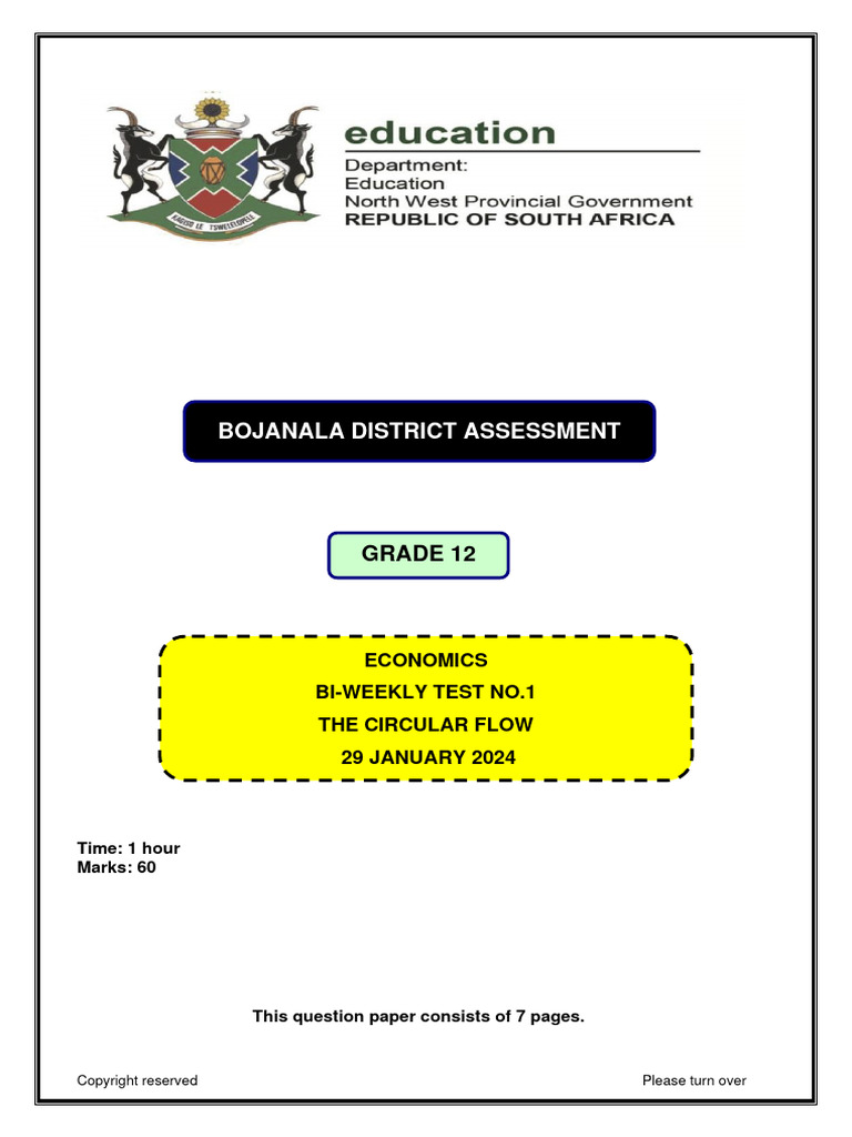 District Test On The Circular Flow Model-1-1 | PDF | Economics ...