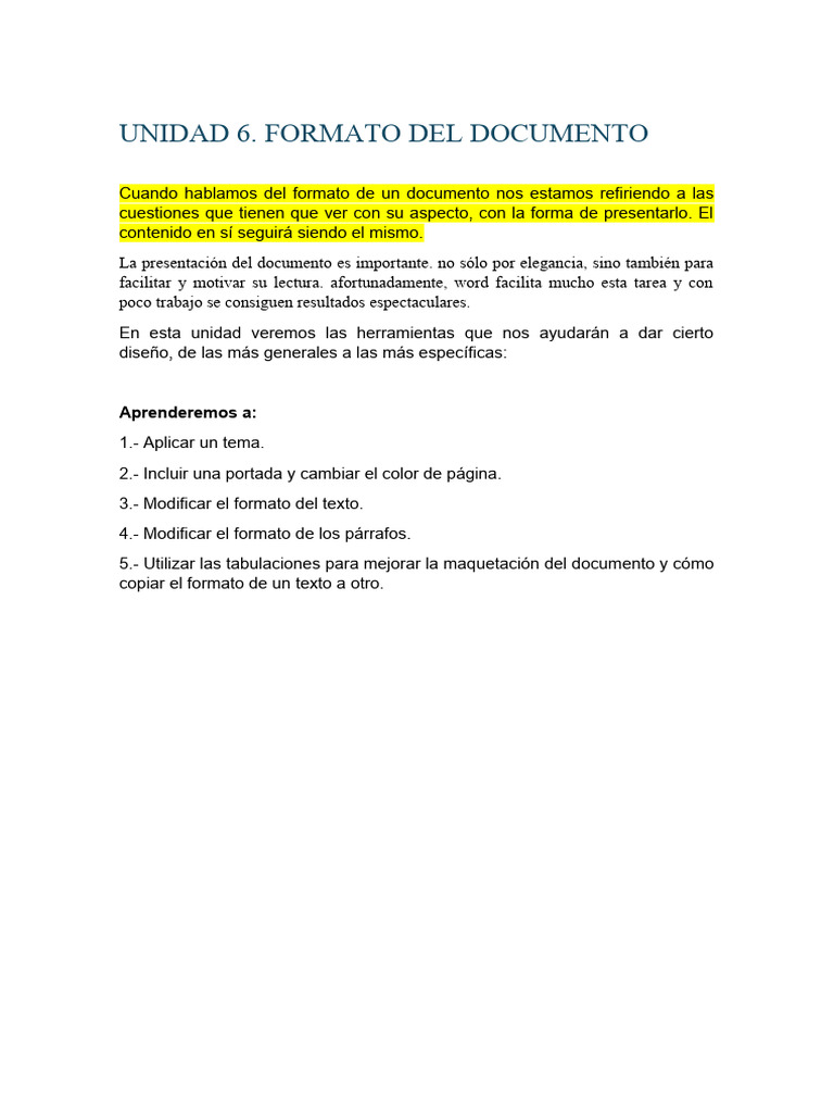 Formato de Documento en Word y Tabulaciones | PDF | Crecimiento ...