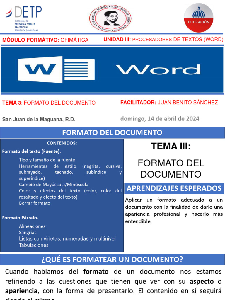 Presentacion Tema 3 - Formato Del Documento 1 | PDF | Diseño gráfico | Publicación