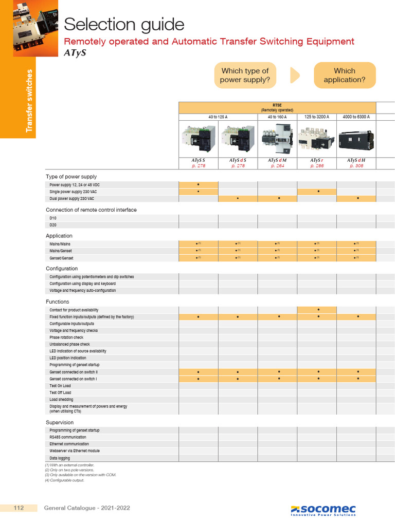 Remotely Operated & Automatic Transfert Switching Equipment Selection Guide 2021 03 DCG en | PDF ...