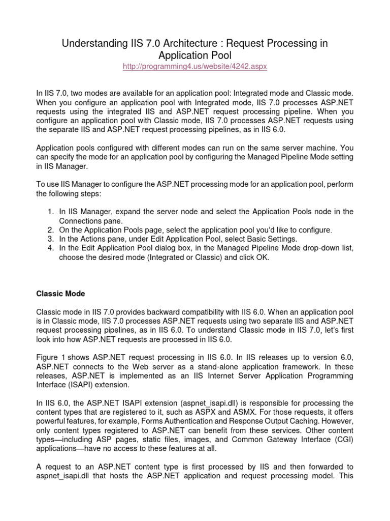 Understanding IIS 7.0 Architecture, Request Processing in Application Pool (2012) | PDF ...