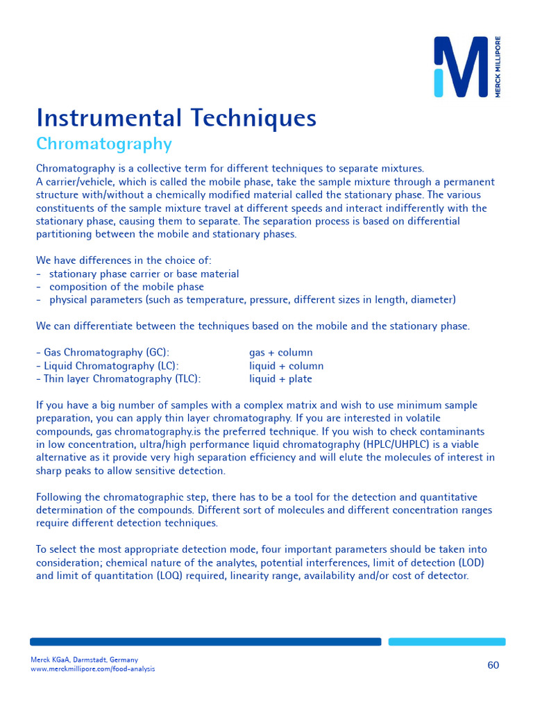 Instrumental Techniques: Chromatography | PDF | High Performance Liquid ...
