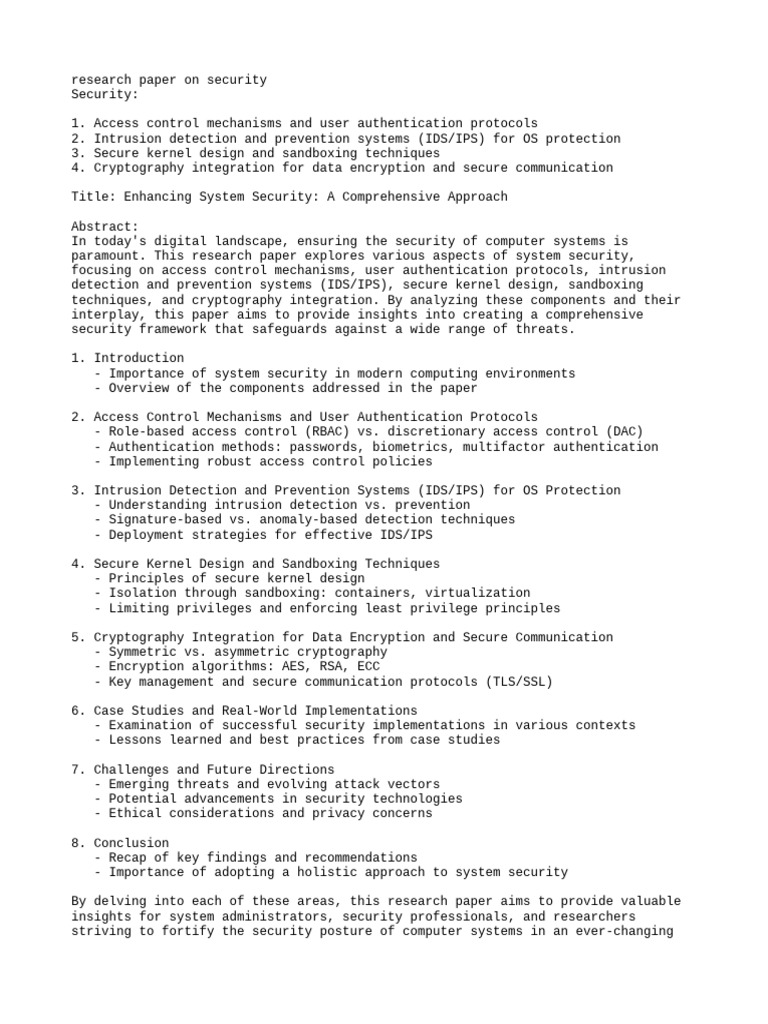 Research Paper On Security | PDF | Information Security | Computer Security