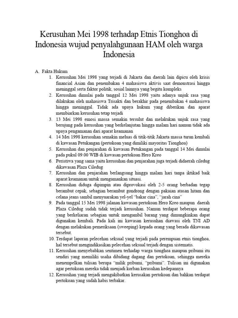 Kerusuhan Mei 1998 Terhadap Etnis Tionghoa Di Indonesia Wujud ... Kerusuhan Mei 1998 Terhadap Etnis Tionghoa Di Indonesia Wujud ...