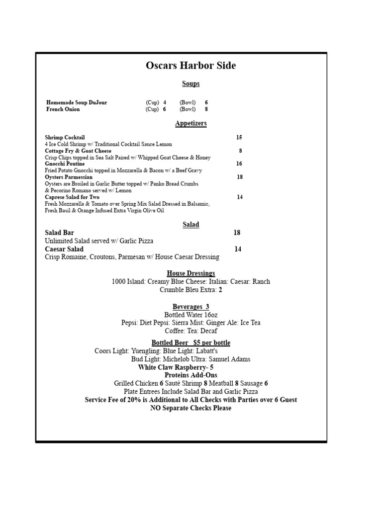 Oscars Menu 2024 Summer | PDF | Salad | Pasta