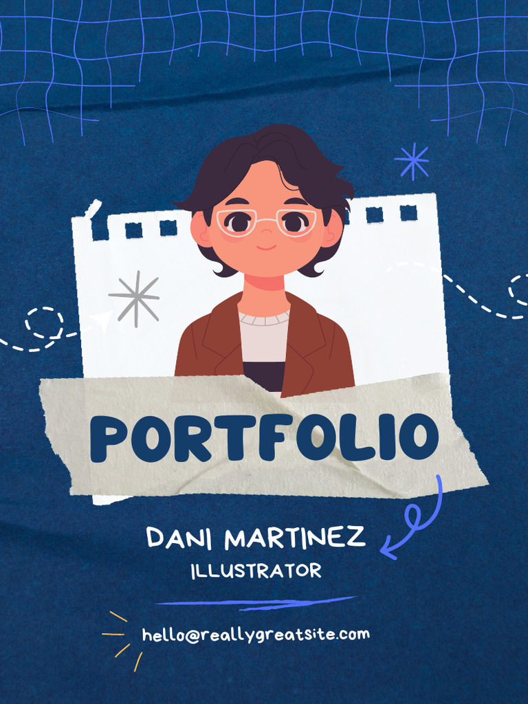 Blue White Illustrative Profile Work Portfolio Cover | PDF