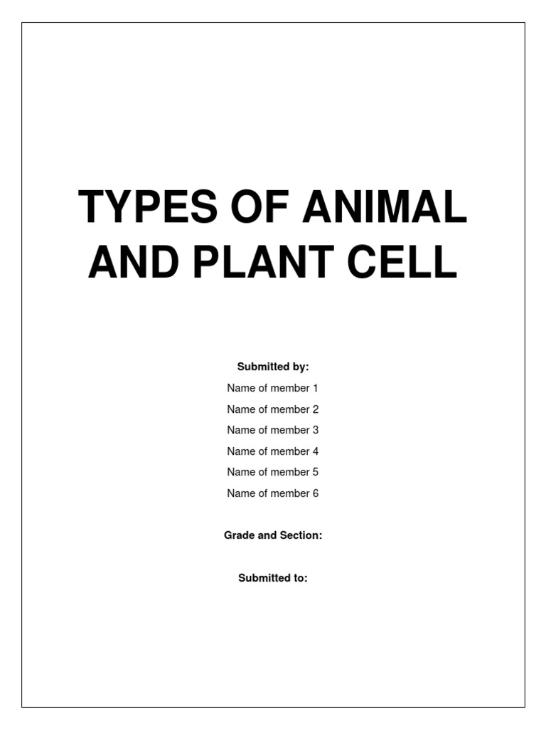 Types of Animal and Plant Cell - Template | PDF