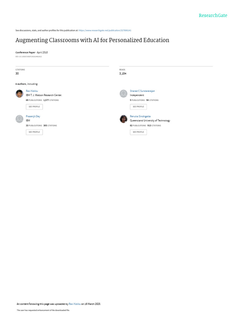 Augmenting Classrooms With AI For Personalized Education | PDF ...