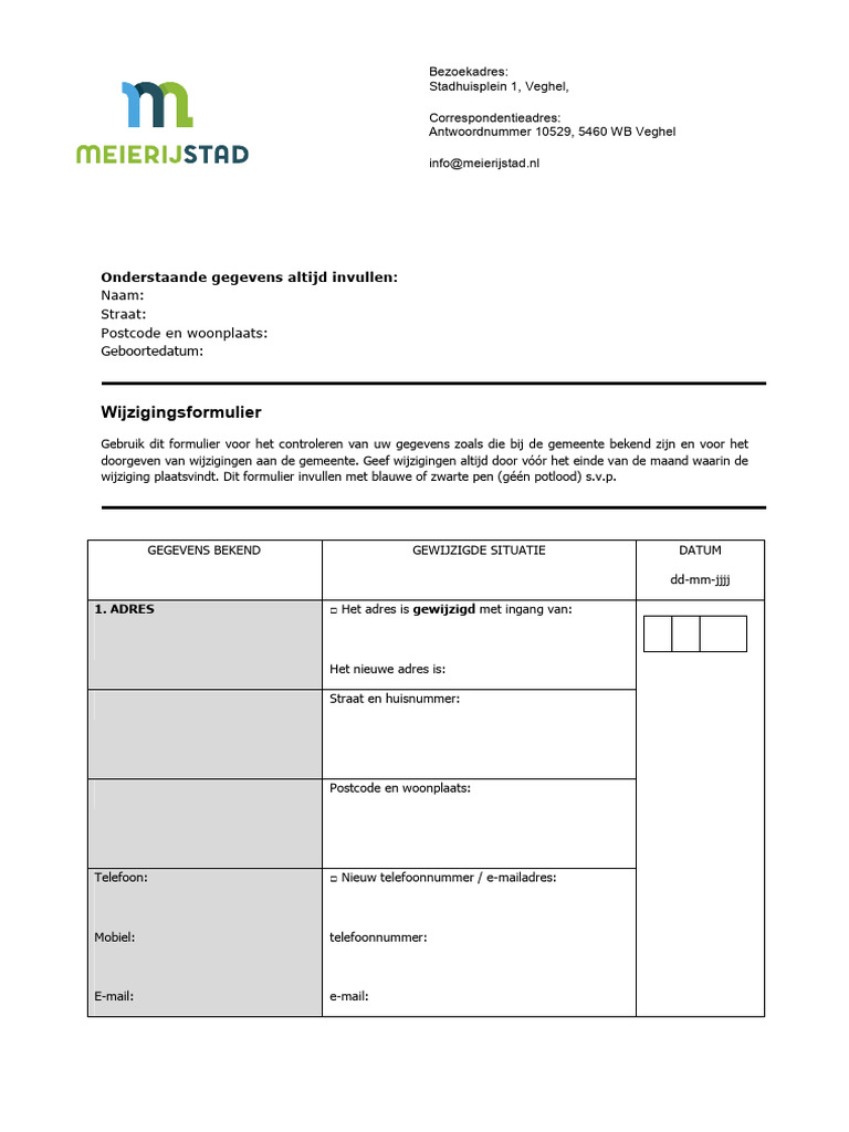 Wijzigingsformulier_Meierijstad | PDF