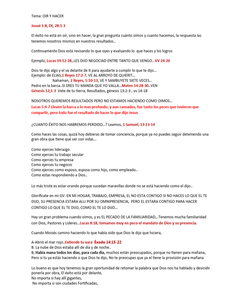 Tema, Oir y Hacer | PDF | Contenido bíblico | Creencia religiosa y doctrina
