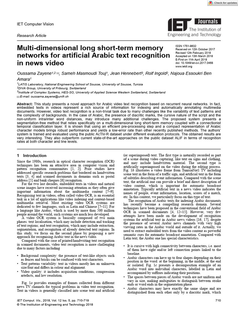 Multi-Dimensional Long Short-Term Memory Networks For Artificial Arabic Text Recognition in News ...
