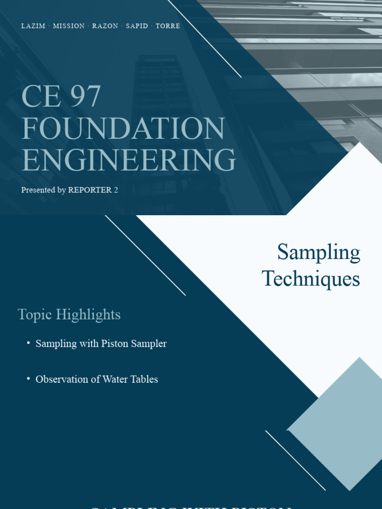 Reporter 2 - Piston Sampler and Observation of Water Table - BSCE 3A ...