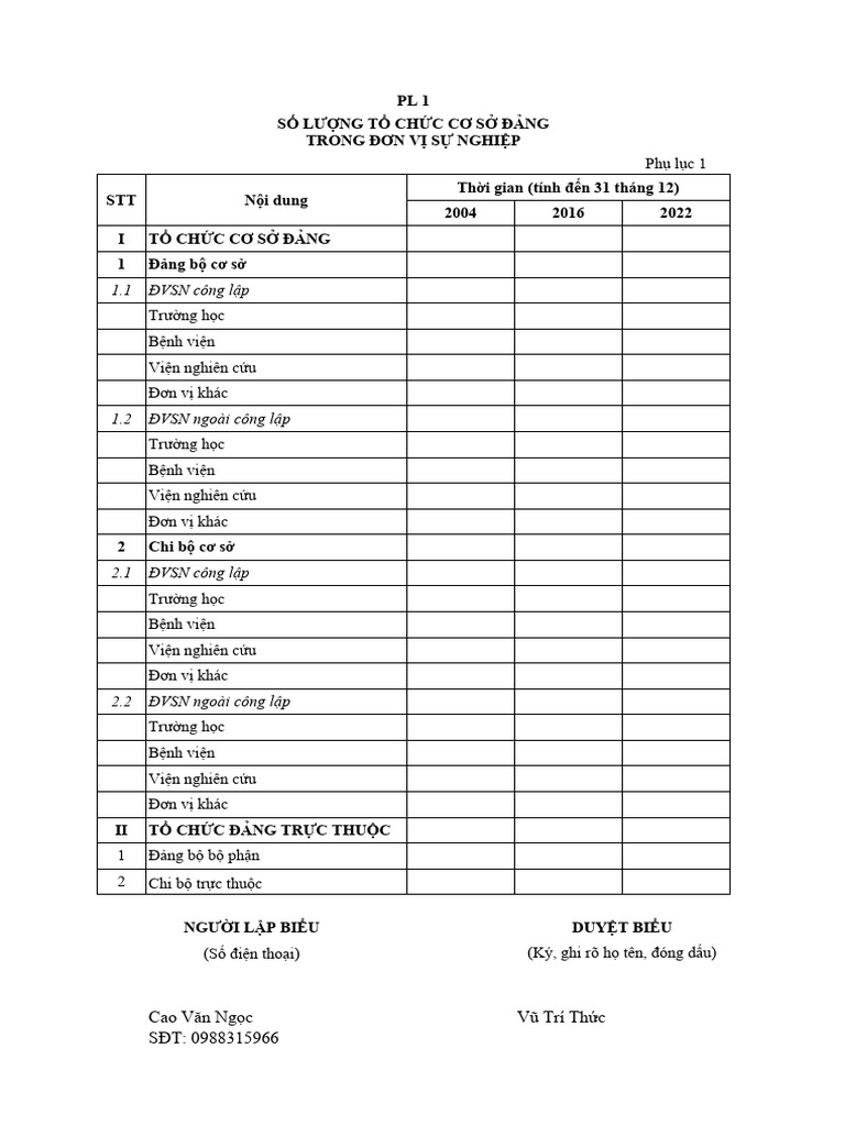 Bieu Phu Luc So Lieu | PDF