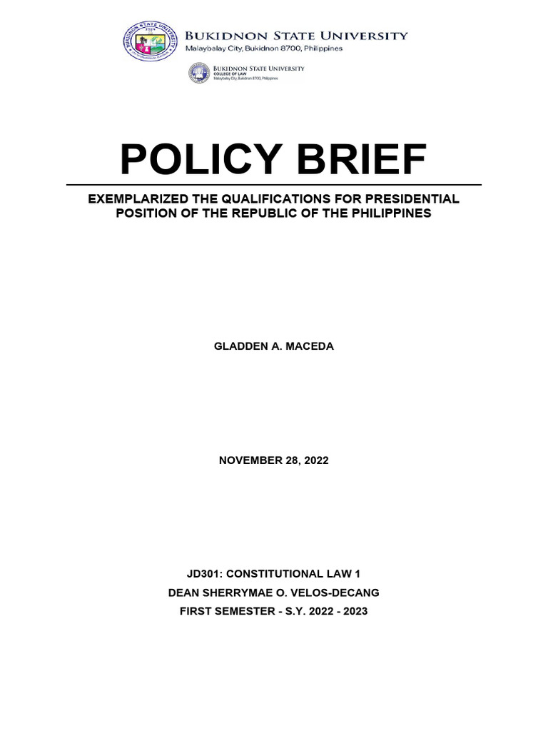 Policy Draft | PDF | President Of The Philippines | World Politics