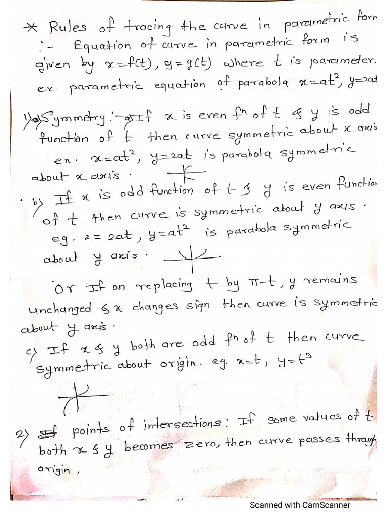 IC (Rule of Tracing The Curve in Parametric Form) | PDF
