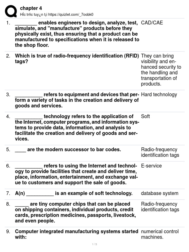 Chapter 5 Review | PDF | Customer Relationship Management | Radio Frequency Identification