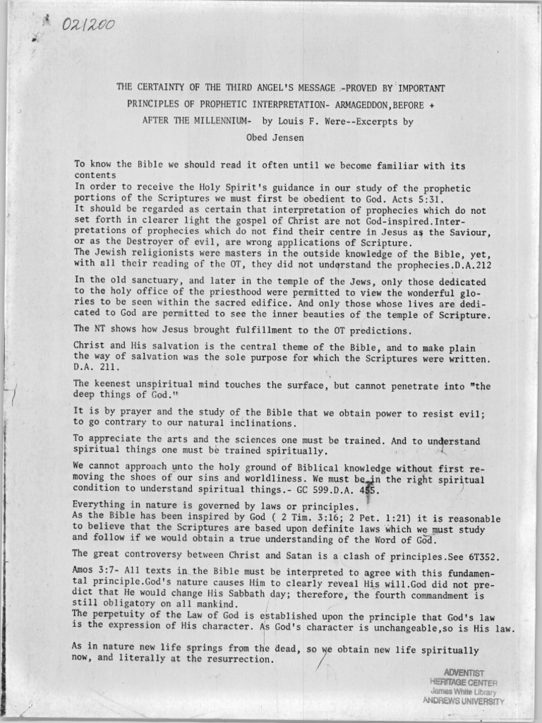 The Certainty of The Third Angel's Message Original Draft | PDF