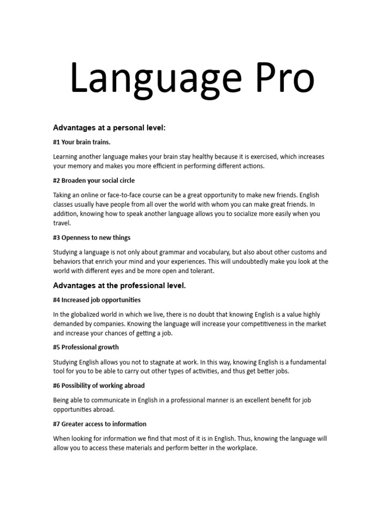 Benefits of Learning English Language | PDF | Self-Improvement