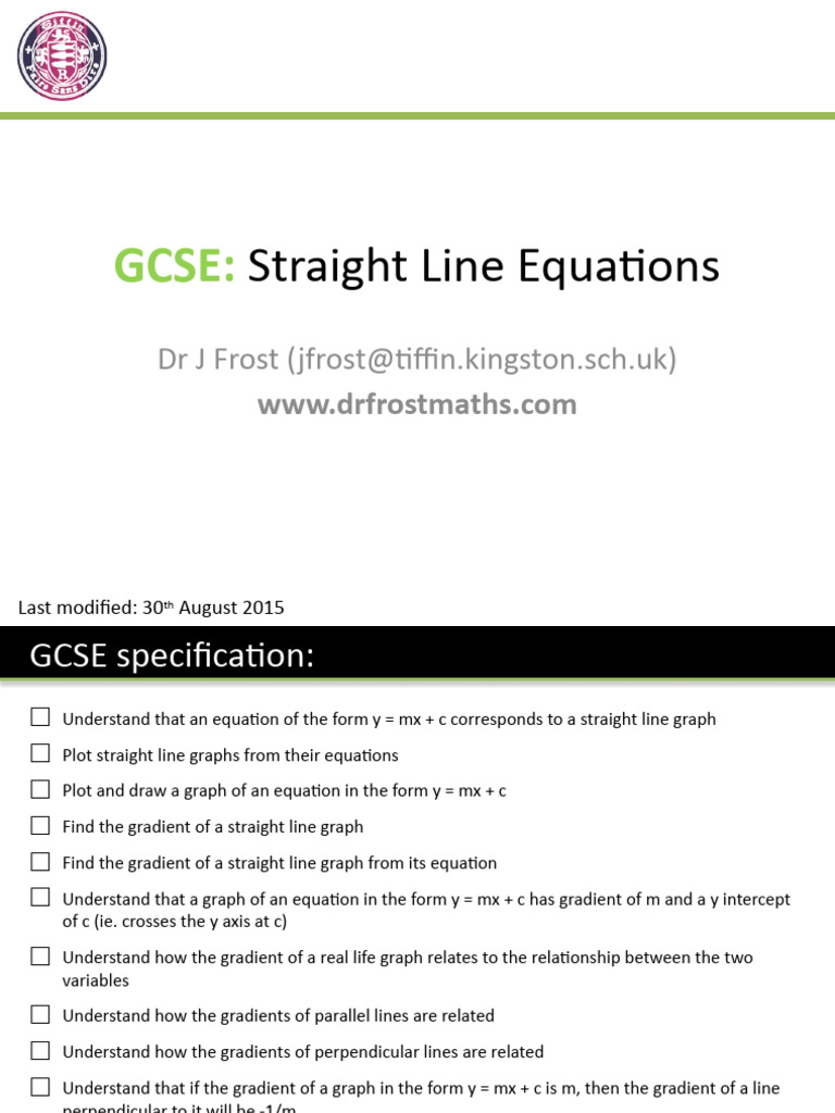 GCSE StraightLines 3 | PDF | Line (Geometry) | Cartesian Coordinate System