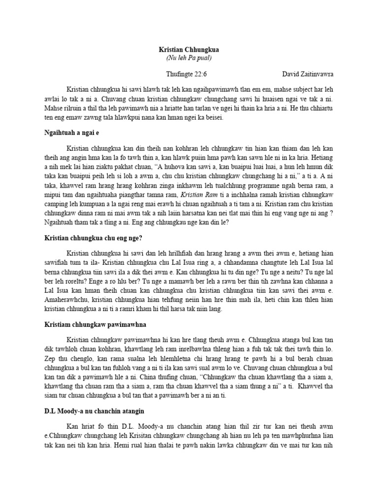 Kristian Chhungkua (Final) | PDF | Social Science | Religion & Spirituality