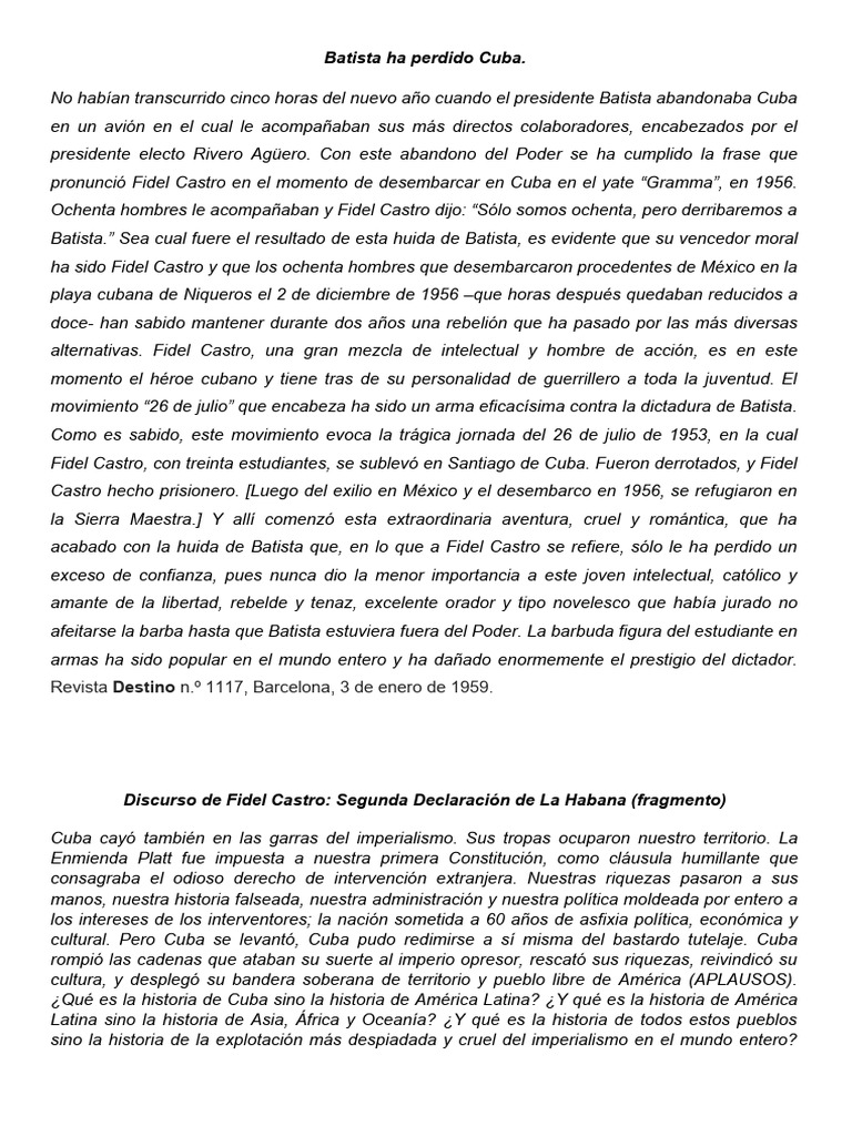 Batista y Fidel | PDF | Cuba | Fidel Castro
