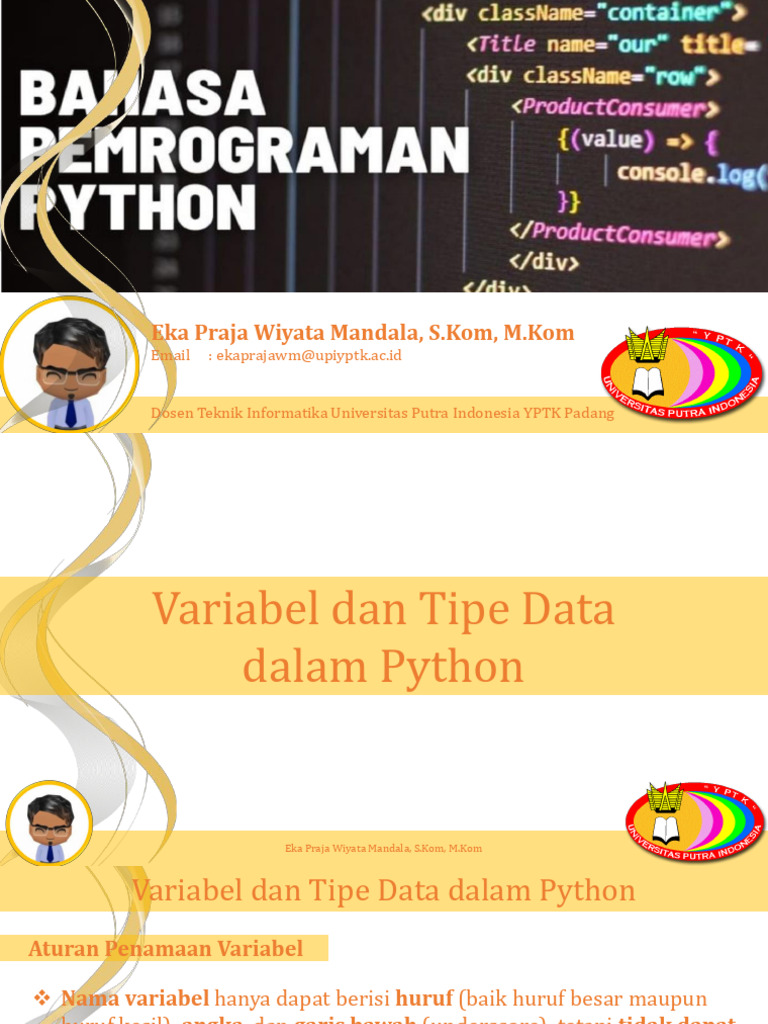 03 Variabel Tipe Data Percabangan Perulangan Fungsi Python | PDF