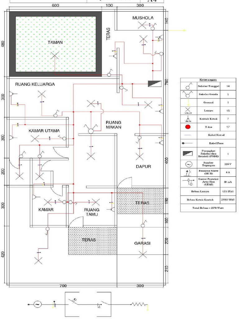 Single Line Dan Wiring Diagram Instalasi Listrik Rumah 10m x 20m | PDF