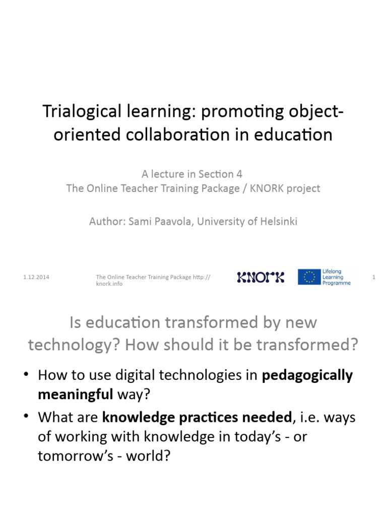 2 - Trialogical Learning EXTRA Notes | PDF | Educational Technology ...