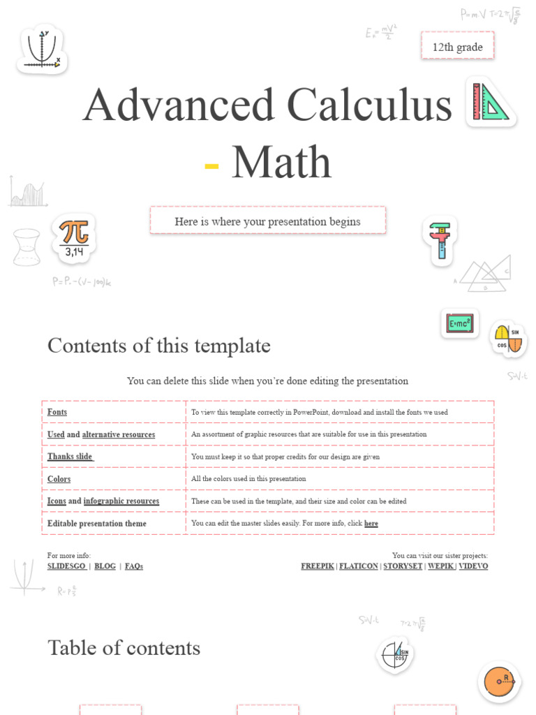 Advanced Calculus - Math - 12th Grade by Slidesgo | PDF | Planets ...
