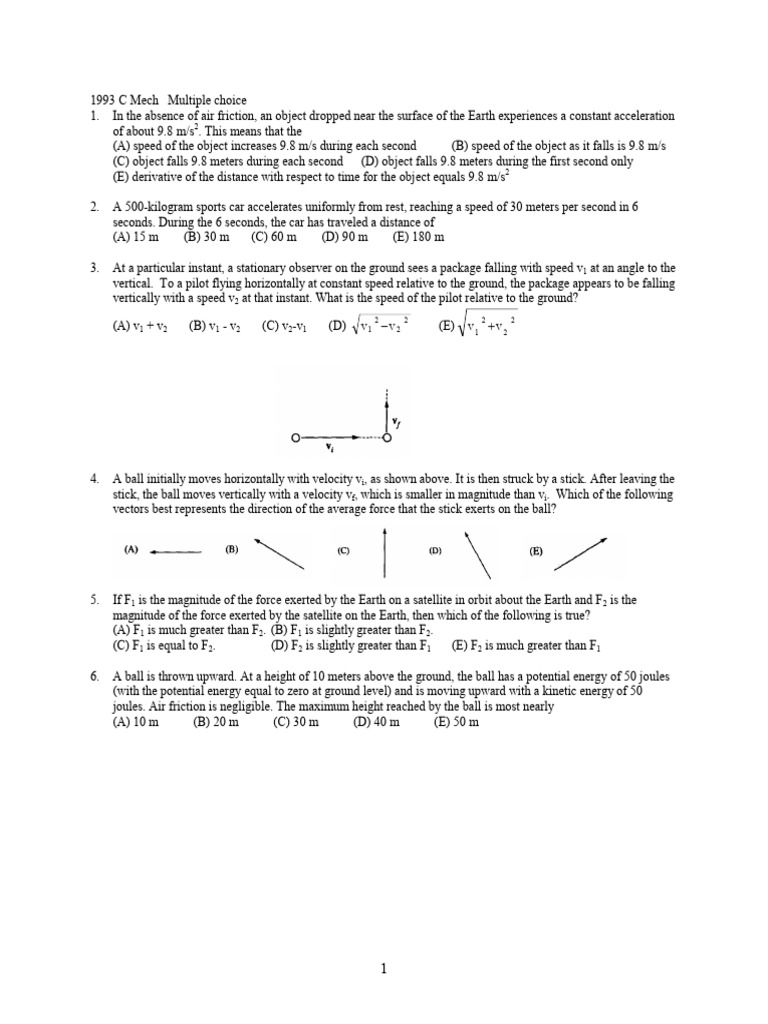 AP Physics C 1993 With Answers | PDF | Force | Velocity