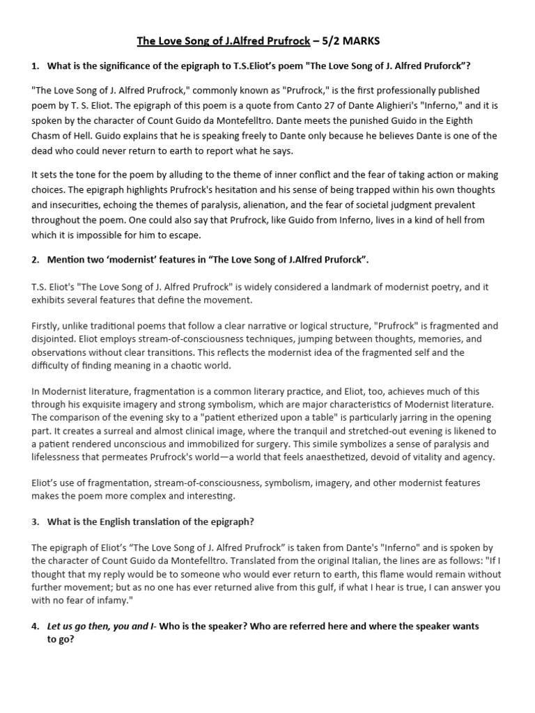 Analyzing Prufrock's Modernist Themes | PDF