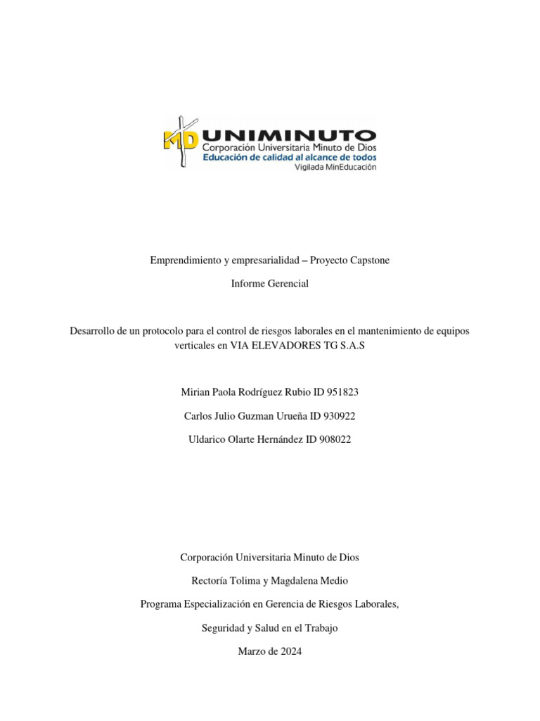 Protocolo de Riesgos en Elevadores | PDF | Ascensor | Calidad (comercial)