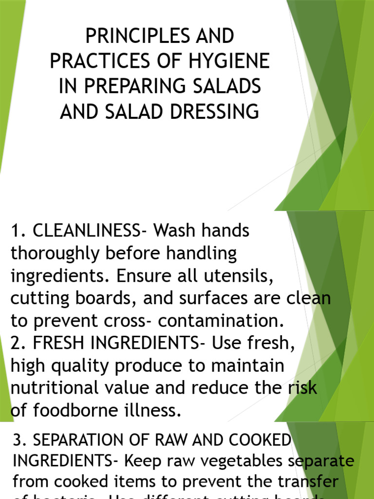John Tle Principles and Practices of Hygiene in Preparing Salads | PDF | Wellness