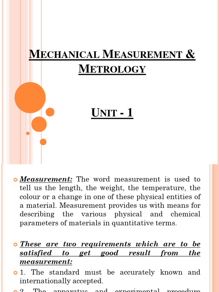 Unit 1 Mechanical Measurement & Metrology | PDF | Pressure Measurement | Sensor