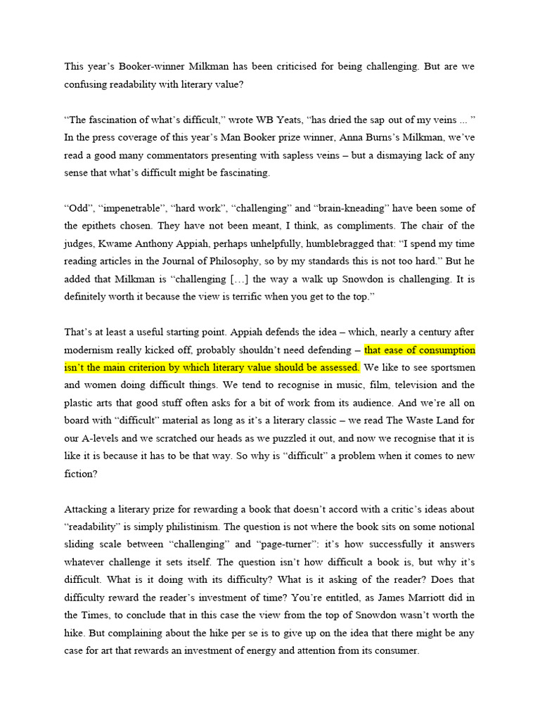 Sam Leith, Pretentious, Impenetrable, Hard Work ... | PDF | Novels ...