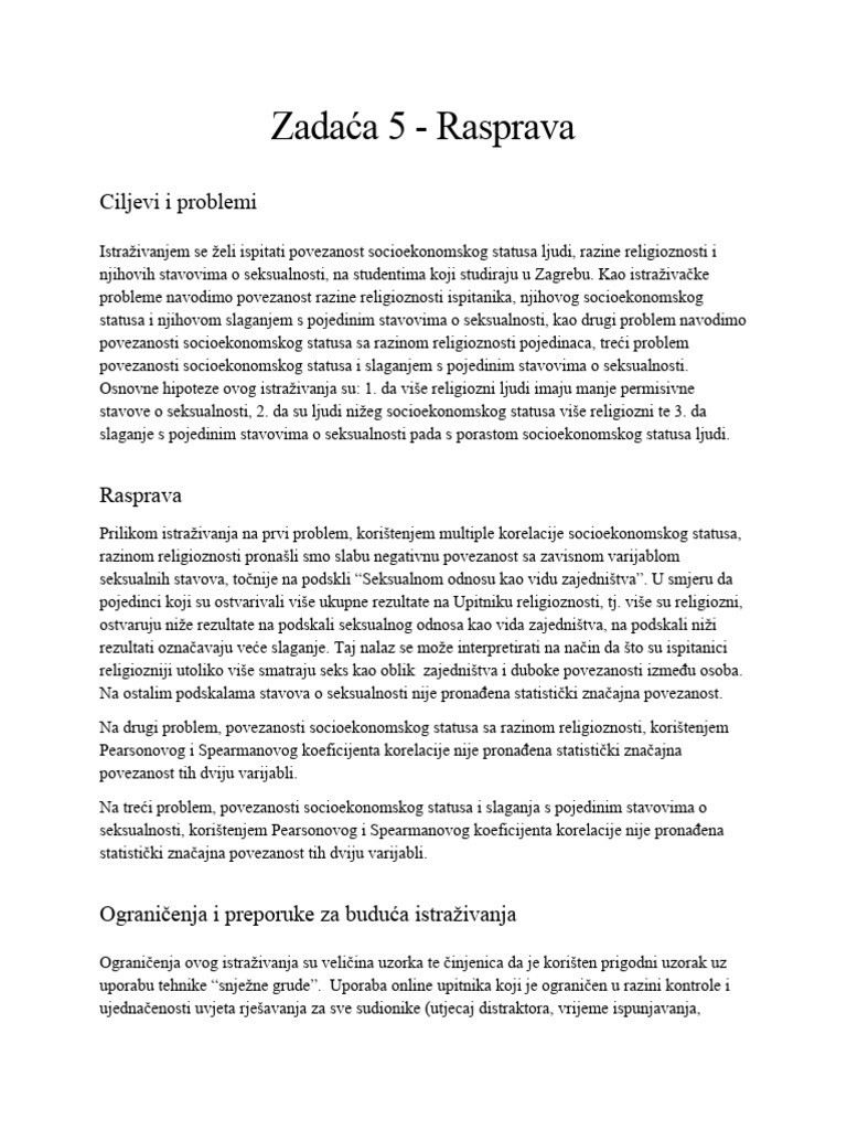 Zadaća - Rasprava | PDF