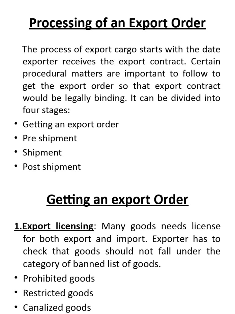 Processing of An Export Order | PDF | Invoice | Business Law